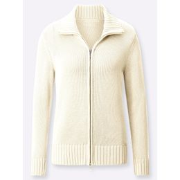 WITT Damen Strickjacke mit 2-Wege-Rei&szlig;verschluss, wollwei&szlig;, Gr&ouml;&szlig;e 50