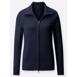WITT Damen Strickjacke mit 2-Wege-Rei&szlig;verschluss, marine, Gr&ouml;&szlig;e 50