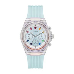 Guess Analoguhr 'ATHENA' Damen Gr&ouml;&szlig;e One Size pastellblau / transparent