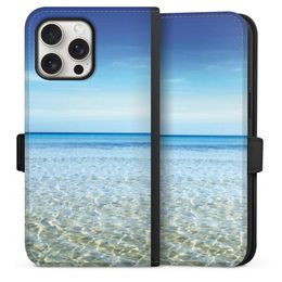 DeinDesign iPhone 15 Pro Max Handy Klapph&uuml;lle Handyh&uuml;lle aus Kunst Leder schwarz Flip Case Urlaub Sky Ocean Sideflip mit Lasche