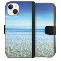 DeinDesign iPhone 14 Handy Klapph&uuml;lle Handyh&uuml;lle aus Kunst Leder schwarz Flip Case Urlaub Sky Ocean Sideflip mit Lasche