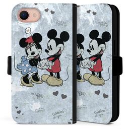DeinDesign iPhone 16e Handy Klapph&uuml;lle Handyh&uuml;lle aus Kunst Leder schwarz Flip Case Vintage Disney Sideflip mit Lasche