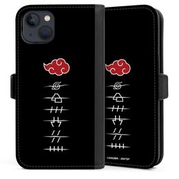 DeinDesign iPhone 13 Handy Klapph&uuml;lle Handyh&uuml;lle aus Kunst Leder schwarz Flip Case Naruto Shippuden Official Licensed Product Akatsuki Sideflip mit Lasche