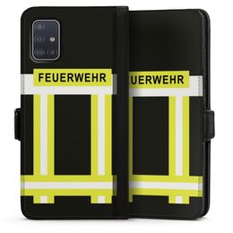 DeinDesign Galaxy A51 Handy Klapph&uuml;lle Handyh&uuml;lle aus Kunst Leder schwarz Flip Case Fire Fighters Job Fire Fighter Sideflip mit Lasche