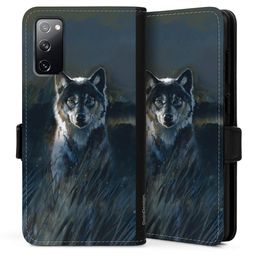 DeinDesign Galaxy S20 Handy Klapph&uuml;lle Handyh&uuml;lle aus Kunst Leder schwarz Flip Case Wolf Painting Nature Sideflip mit Lasche