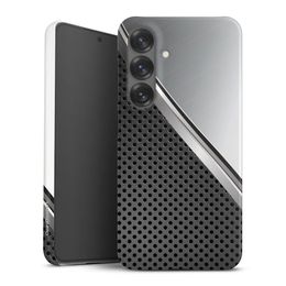DeinDesign Galaxy S25 Handy Premium Case Smartphone Handyh&uuml;lle Schutzh&uuml;lle matt Steel Metall Carbon Premium Case