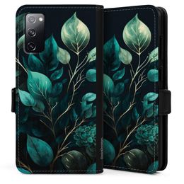 DeinDesign Galaxy S20 Handy Klapph&uuml;lle Handyh&uuml;lle aus Kunst Leder schwarz Flip Case Leaves Eukalyptus Black Sideflip mit Lasche