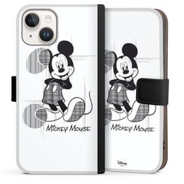 DeinDesign iPhone 14 Handy Klapph&uuml;lle Handyh&uuml;lle aus Kunst Leder schwarz Flip Case Mickey Mouse Disney Official Licensed Product Sideflip mit Lasche