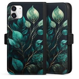 DeinDesign iPhone 11 Handy Klapph&uuml;lle Handyh&uuml;lle aus Kunst Leder schwarz Flip Case Eukalyptus Leaves Black Sideflip mit Lasche