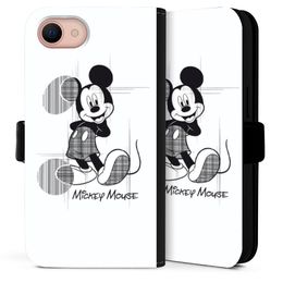 DeinDesign iPhone 16e Handy Klapph&uuml;lle Handyh&uuml;lle aus Kunst Leder schwarz Flip Case Mickey Mouse Disney Official Licensed Product Sideflip mit Lasche