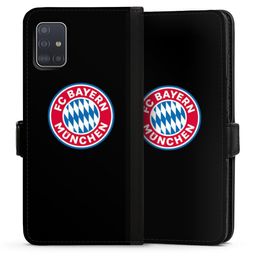 DeinDesign Galaxy A51 Handy Klapph&uuml;lle Handyh&uuml;lle aus Kunst Leder schwarz Flip Case Fc Bayern M&uuml;nchen Logo Official Licensed Product Sideflip mit Lasche