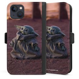 DeinDesign iPhone 13 Handy Klapph&uuml;lle Handyh&uuml;lle aus Kunst Leder schwarz Flip Case The Child Star Wars Baby Yoda Sideflip mit Lasche