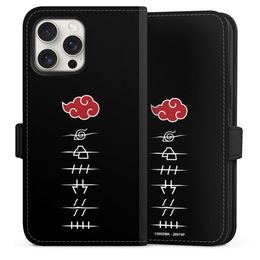 DeinDesign iPhone 15 Pro Max Handy Klapph&uuml;lle Handyh&uuml;lle aus Kunst Leder schwarz Flip Case Naruto Shippuden Official Licensed Product Akatsuki Sideflip mit 