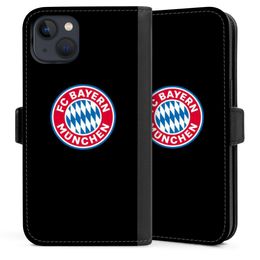 DeinDesign iPhone 13 Handy Klapph&uuml;lle Handyh&uuml;lle aus Kunst Leder schwarz Flip Case Fc Bayern M&uuml;nchen Logo Official Licensed Product Sideflip mit Lasche