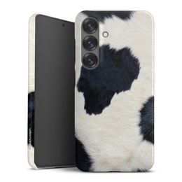 DeinDesign Galaxy S25 Handy Premium Case Smartphone Handyh&uuml;lle Schutzh&uuml;lle matt Animal Look Animal Print Cow Skin Premium Case
