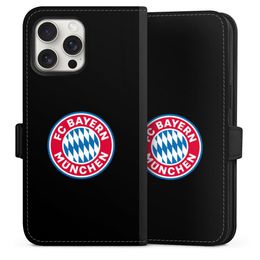 DeinDesign iPhone 15 Pro Max Handy Klapph&uuml;lle Handyh&uuml;lle aus Kunst Leder schwarz Flip Case Fc Bayern M&uuml;nchen Logo Official Licensed Product Sideflip mit Lasche