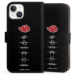 DeinDesign iPhone 14 Handy Klapph&uuml;lle Handyh&uuml;lle aus Kunst Leder schwarz Flip Case Naruto Shippuden Official Licensed Product Akatsuki Sideflip mit Lasche
