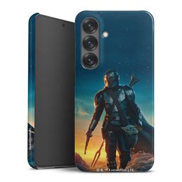 DeinDesign Galaxy S25 Handy Premium Case Smartphone Handyh&uuml;lle Schutzh&uuml;lle gl&auml;nzend Star Wars The Mandalorian Sunset Premium Case