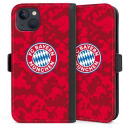 DeinDesign iPhone 13 Handy Klapph&uuml;lle Handyh&uuml;lle aus Kunst Leder schwarz Flip Case Camouflage Fcb Fc Bayern M&uuml;nchen Sideflip mit Lasche