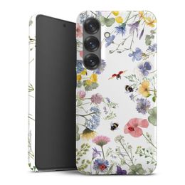 DeinDesign Galaxy S25 Handy Premium Case Smartphone Handyh&uuml;lle Schutzh&uuml;lle matt Flowers Bee Muster Premium Case