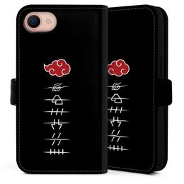 DeinDesign iPhone 16e Handy Klapph&uuml;lle Handyh&uuml;lle aus Kunst Leder schwarz Flip Case Naruto Shippuden Official Licensed Product Akatsuki Sideflip mit Lasche