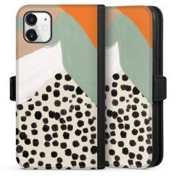 DeinDesign iPhone 11 Handy Klapph&uuml;lle Handyh&uuml;lle aus Kunst Leder schwarz Flip Case Abstract Boho Kunst Sideflip mit Lasche