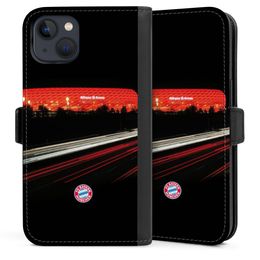 DeinDesign iPhone 13 Handy Klapph&uuml;lle Handyh&uuml;lle aus Kunst Leder schwarz Flip Case Fcb Fc Bayern M&uuml;nchen Stadium Sideflip mit Lasche
