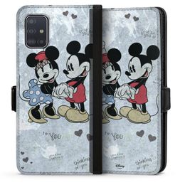 DeinDesign Galaxy A51 Handy Klapph&uuml;lle Handyh&uuml;lle aus Kunst Leder schwarz Flip Case Vintage Disney Sideflip mit Lasche