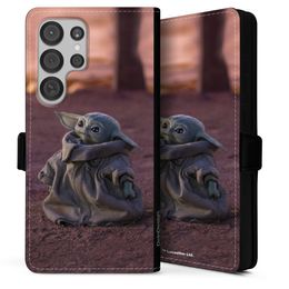 DeinDesign Galaxy S25 Ultra Handy Klapph&uuml;lle Handyh&uuml;lle aus Kunst Leder schwarz Flip Case The Child Star Wars Baby Yoda Sideflip mit Lasche