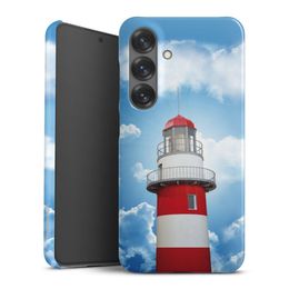 DeinDesign Galaxy S25 Handy Premium Case Smartphone Handyh&uuml;lle Schutzh&uuml;lle gl&auml;nzend Cloud Lighthouse Sky Premium Case