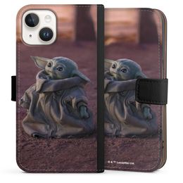 DeinDesign iPhone 14 Handy Klapph&uuml;lle Handyh&uuml;lle aus Kunst Leder schwarz Flip Case The Child Star Wars Baby Yoda Sideflip mit Lasche