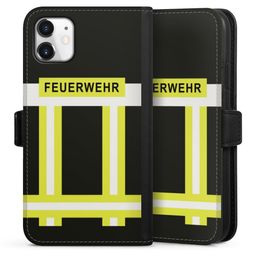 DeinDesign iPhone 11 Handy Klapph&uuml;lle Handyh&uuml;lle aus Kunst Leder schwarz Flip Case Fire Fighters Job Fire Fighter Sideflip mit Lasche