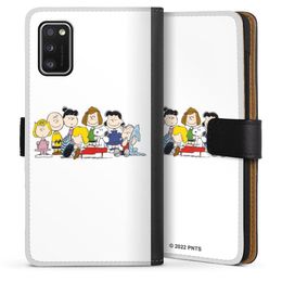 DeinDesign Galaxy A41 Handy Klapph&uuml;lle Handyh&uuml;lle aus Kunst Leder schwarz Flip Case Merchandise Kindheit Peanuts Sideflip mit Lasche