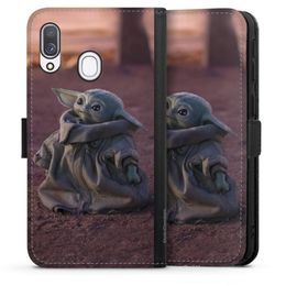 DeinDesign Galaxy A40 Handy Klapph&uuml;lle Handyh&uuml;lle aus Kunst Leder schwarz Flip Case The Child Star Wars Baby Yoda Sideflip mit Lasche