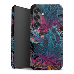 DeinDesign Galaxy S25 Handy Premium Case Smartphone Handyh&uuml;lle Schutzh&uuml;lle gl&auml;nzend Colourful Flowers Neon Premium Case