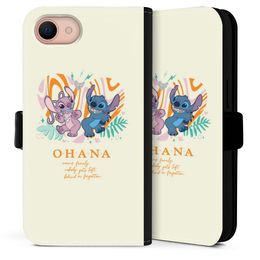 DeinDesign iPhone 16e Handy Klapph&uuml;lle Handyh&uuml;lle aus Kunst Leder schwarz Flip Case Official Licensed Product Lilo & Stitch Disney Sideflip mit Lasche