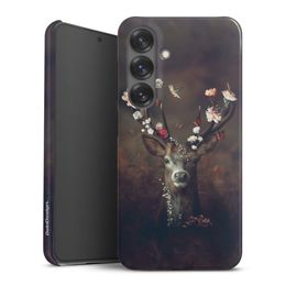 DeinDesign Galaxy S25 Handy Premium Case Smartphone Handyh&uuml;lle Schutzh&uuml;lle gl&auml;nzend Reindeer Flowers Rehe Premium Case
