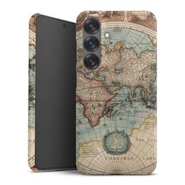 DeinDesign Galaxy S25 Handy Premium Case Smartphone Handyh&uuml;lle Schutzh&uuml;lle matt Vintage Map World Map Premium Case