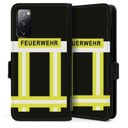 DeinDesign Galaxy S20 Handy Klapph&uuml;lle Handyh&uuml;lle aus Kunst Leder schwarz Flip Case Fire Fighter Fire Fighters Job Sideflip mit Lasche
