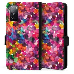 DeinDesign Galaxy S20 Handy Klapph&uuml;lle Handyh&uuml;lle aus Kunst Leder schwarz Flip Case Water Colour Colourful Points Sideflip mit Lasche