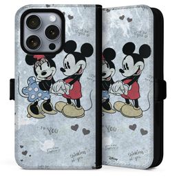 DeinDesign iPhone 16 Pro Max Handy Klapph&uuml;lle Handyh&uuml;lle aus Kunst Leder schwarz Flip Case Vintage Disney Sideflip mit Lasche