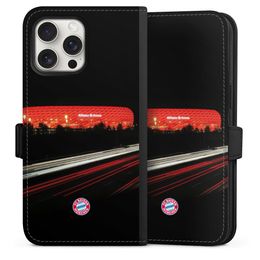 DeinDesign iPhone 15 Pro Max Handy Klapph&uuml;lle Handyh&uuml;lle aus Kunst Leder schwarz Flip Case Fcb Fc Bayern M&uuml;nchen Stadium Sideflip mit Lasche