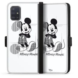 DeinDesign Galaxy A51 Handy Klapph&uuml;lle Handyh&uuml;lle aus Kunst Leder schwarz Flip Case Mickey Mouse Disney Official Licensed Product Sideflip mit Lasche