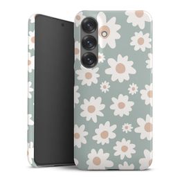 DeinDesign Galaxy S25 Handy Premium Case Smartphone Handyh&uuml;lle Schutzh&uuml;lle gl&auml;nzend Daisy Muster Flowers Premium Case