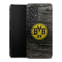 DeinDesign Galaxy A53 5G Handy Premium Case Smartphone Handyh&uuml;lle Schutzh&uuml;lle gl&auml;nzend Bvb Wooden Look Borussia Dortmund Premium Case