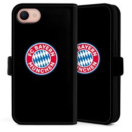 DeinDesign iPhone 16e Handy Klapph&uuml;lle Handyh&uuml;lle aus Kunst Leder schwarz Flip Case Fc Bayern M&uuml;nchen Logo Official Licensed Product Sideflip mit Lasche