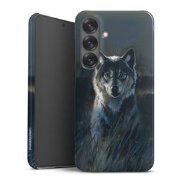 DeinDesign Galaxy S25 Handy Premium Case Smartphone Handyh&uuml;lle Schutzh&uuml;lle gl&auml;nzend Wolf Painting Nature Premium Case