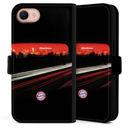 DeinDesign iPhone 16e Handy Klapph&uuml;lle Handyh&uuml;lle aus Kunst Leder schwarz Flip Case Fcb Fc Bayern M&uuml;nchen Stadium Sideflip mit Lasche