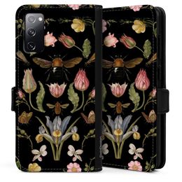 DeinDesign Galaxy S20 Handy Klapph&uuml;lle Handyh&uuml;lle aus Kunst Leder schwarz Flip Case Bee Blossom Flower Wreath Sideflip mit Lasche