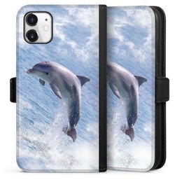 DeinDesign iPhone 11 Handy Klapph&uuml;lle Handyh&uuml;lle aus Kunst Leder schwarz Flip Case Wale Ocean Dolphin Sideflip mit Lasche